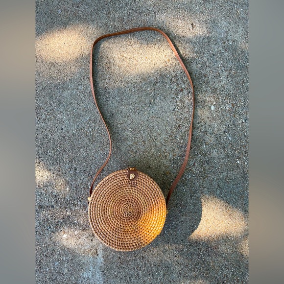 Bags | Handmade Round Rattan Crossbody Bag | Poshmark